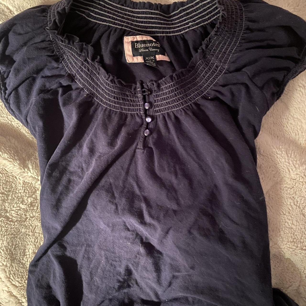 blue notes navy blue cotton blouse | Depop