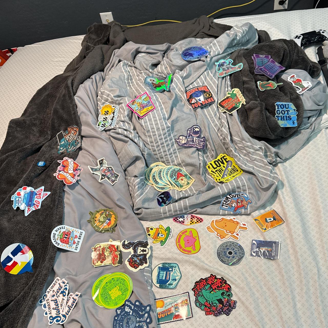 over 200 stickers, croc charms, buck for kids pin,... | Depop