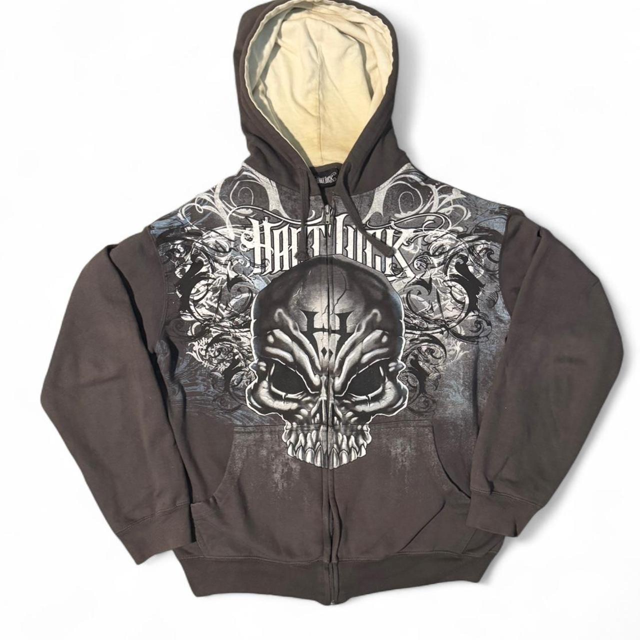 MMA Elite Affliction Style Skull Zip Up... | Depop