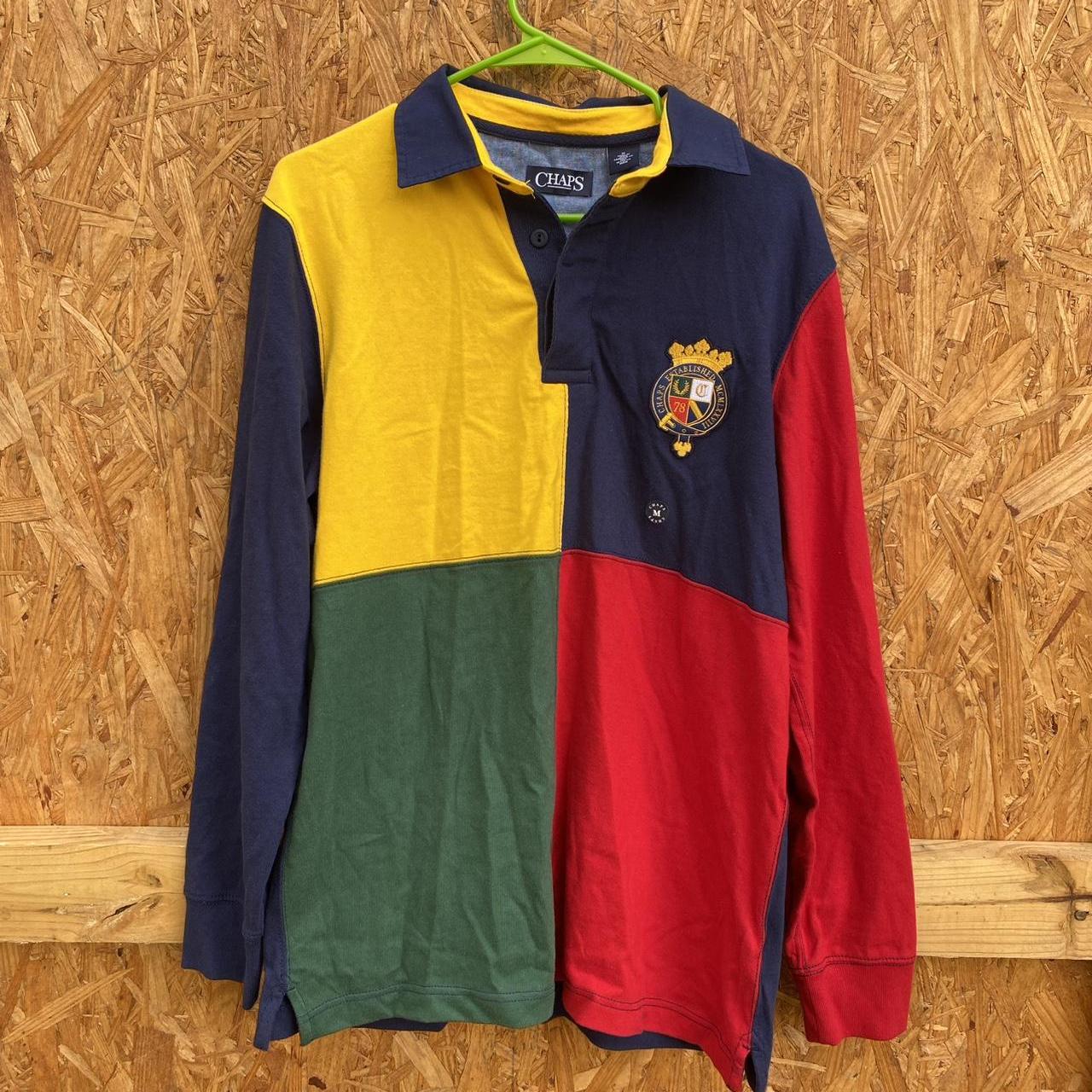 Chaps Polo Rugby Vintage Mens Long Sleeve Shirt Size... | Depop