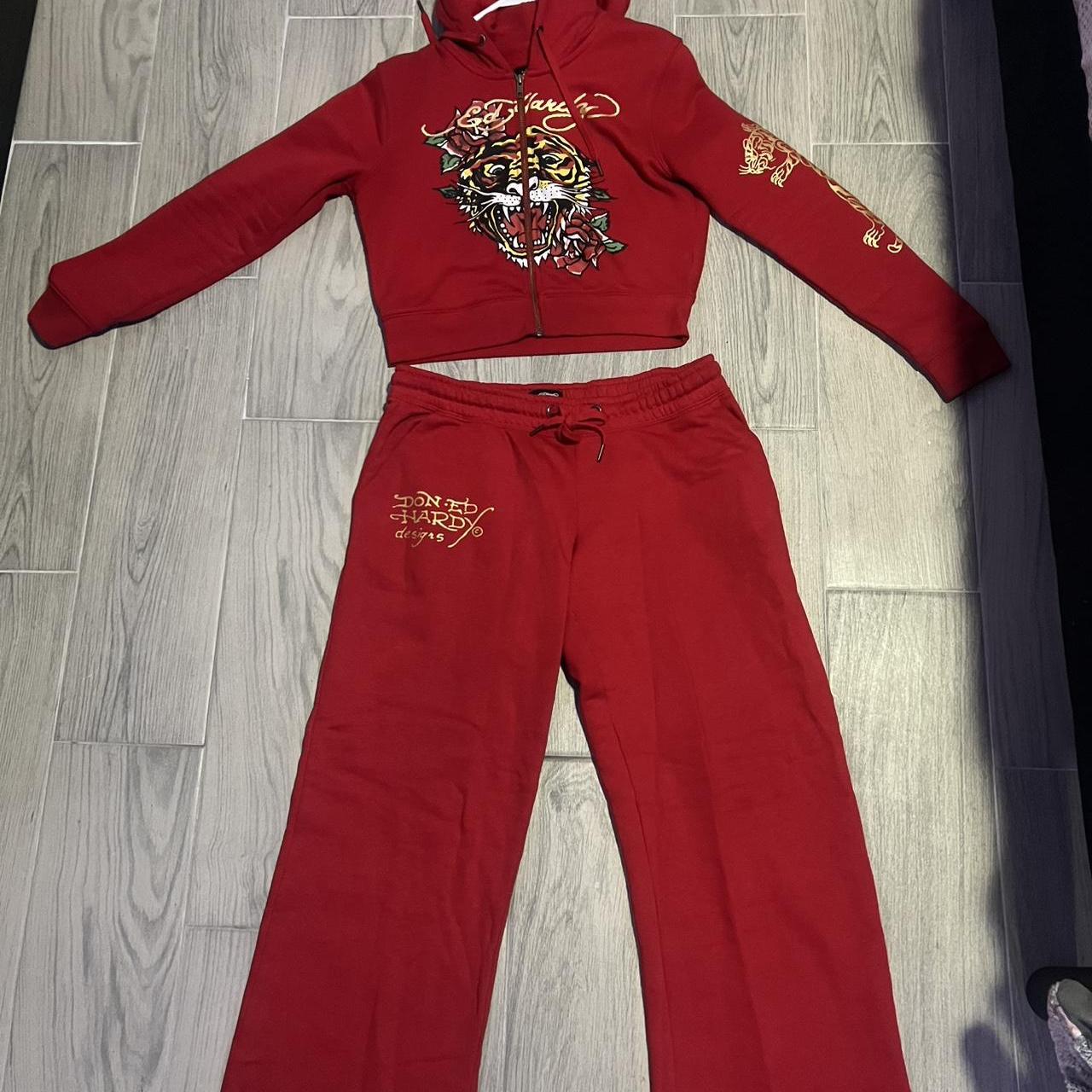 Red Ed hardy set Size L Worn a few times | Depop