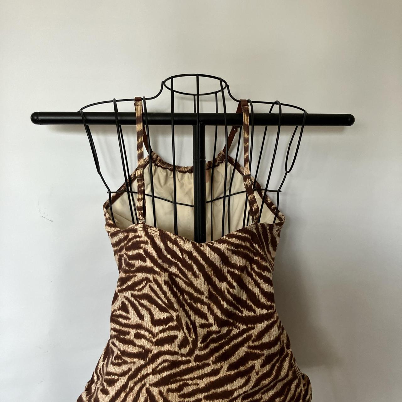 Brown and tan zebra print tank top with adjustable... | Depop