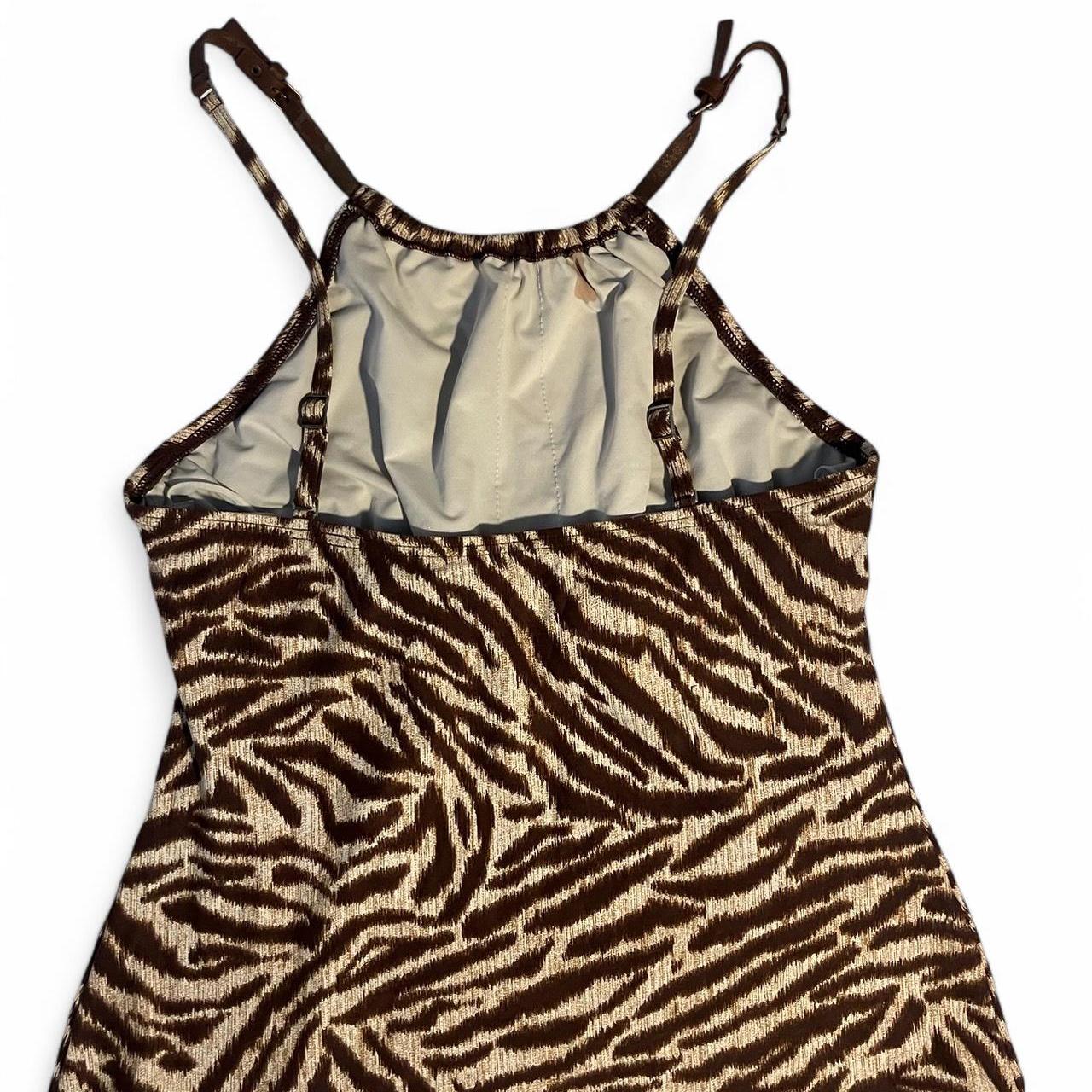 Brown and tan zebra print tank top with adjustable... | Depop