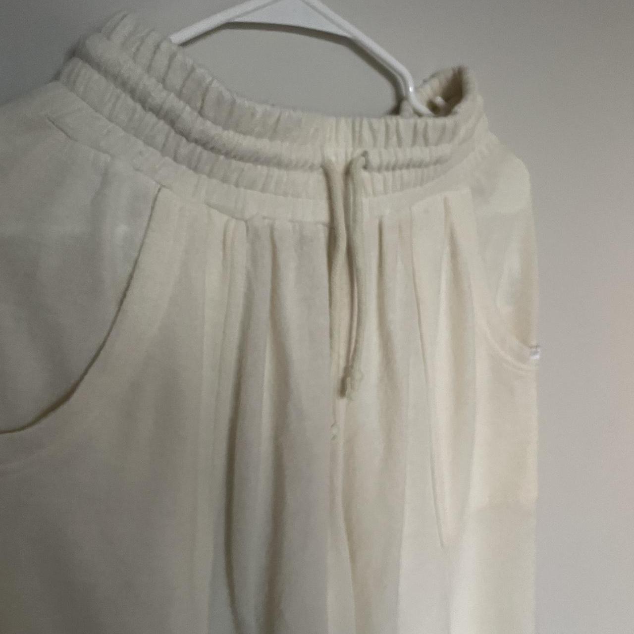 Urban outfitters comfy wide leg/ cuffed comfy cream... | Depop