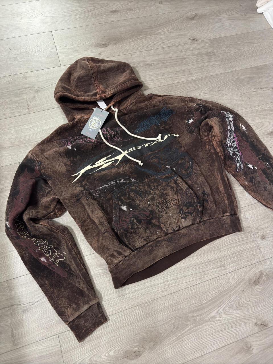 Hellstar Graffiti Brown Hoodie Brand new Size... - Depop