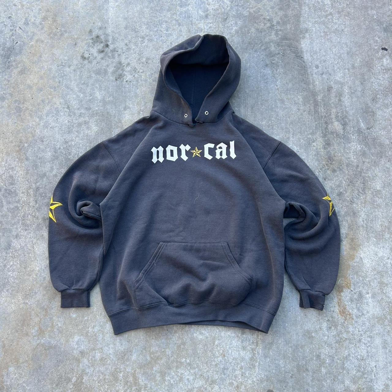 Y2K Nor-Cal hoodie in black and grey #skater | Depop