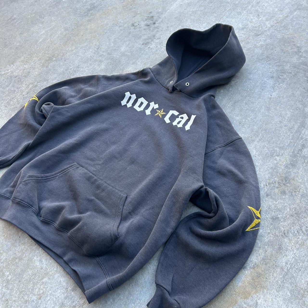 Y2K Nor-Cal hoodie in black and grey #skater | Depop