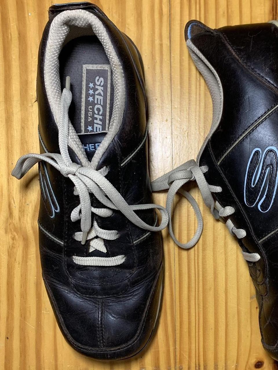 Vintage 90s/Y2K black Skechers sneakers, size 9.5 (I... - Depop