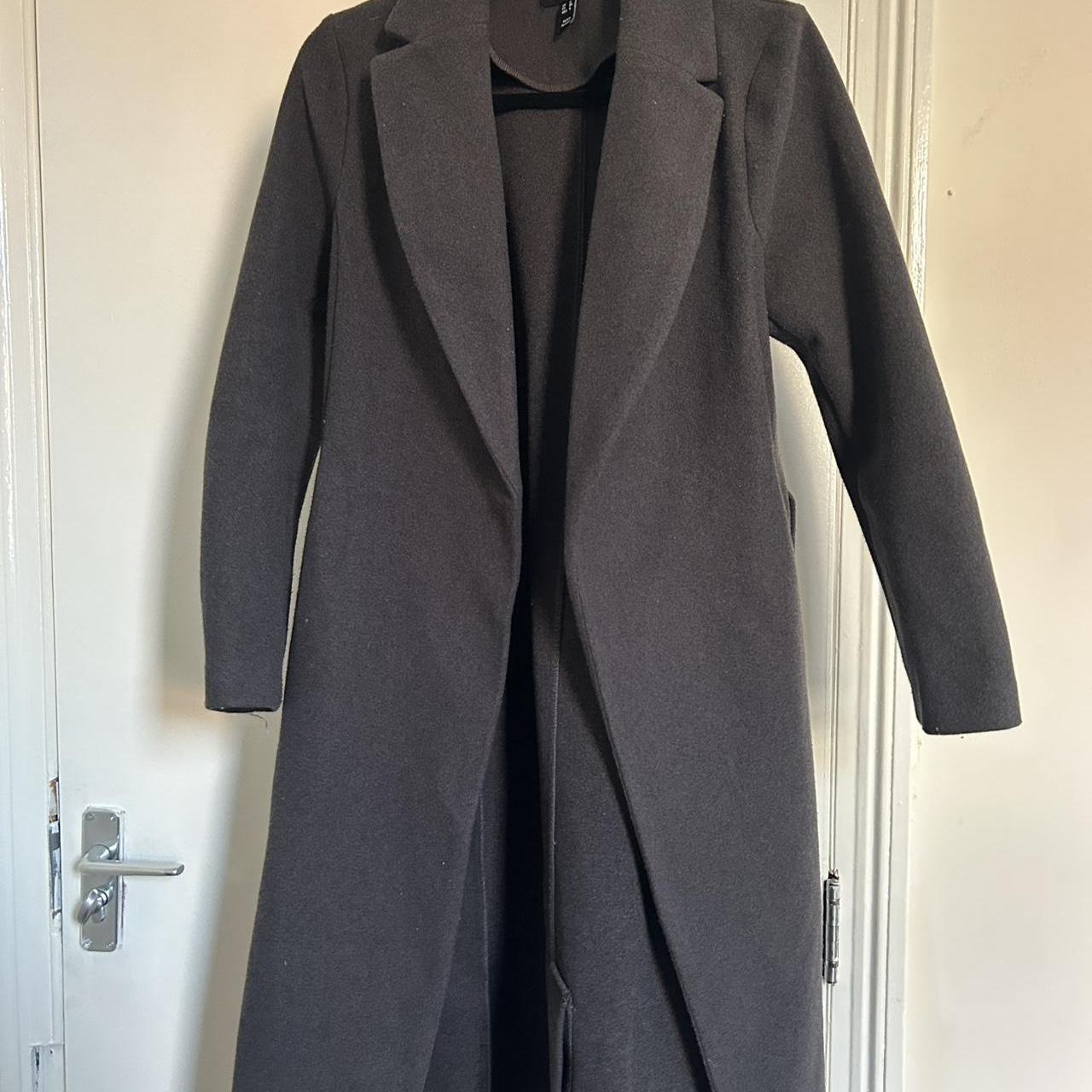 New Look Grey double-lined belted long coat, has... - Depop