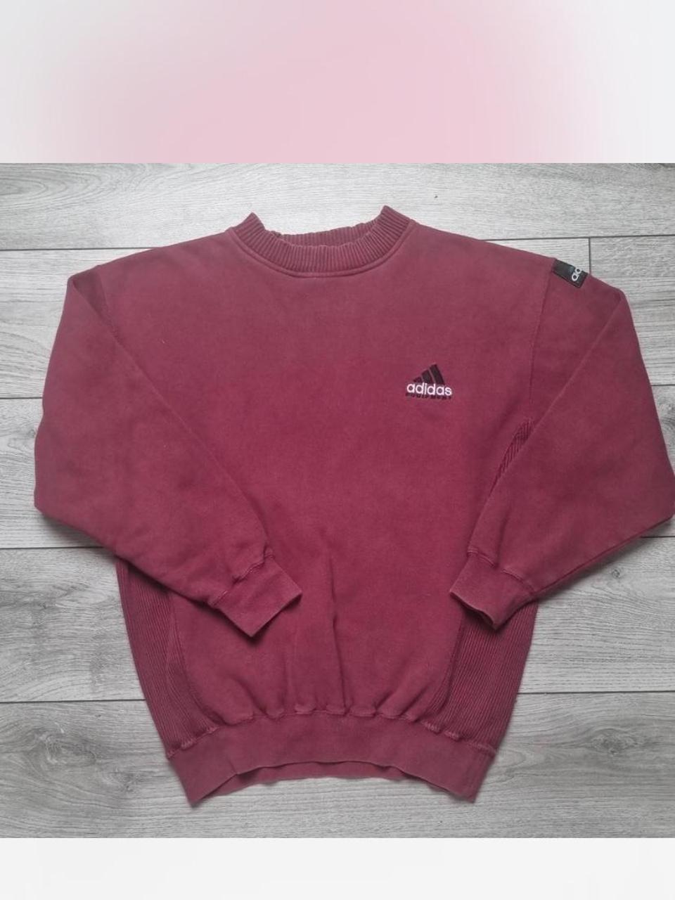 Vintage adidas maroon jumper. Size medium, fits well. - Depop