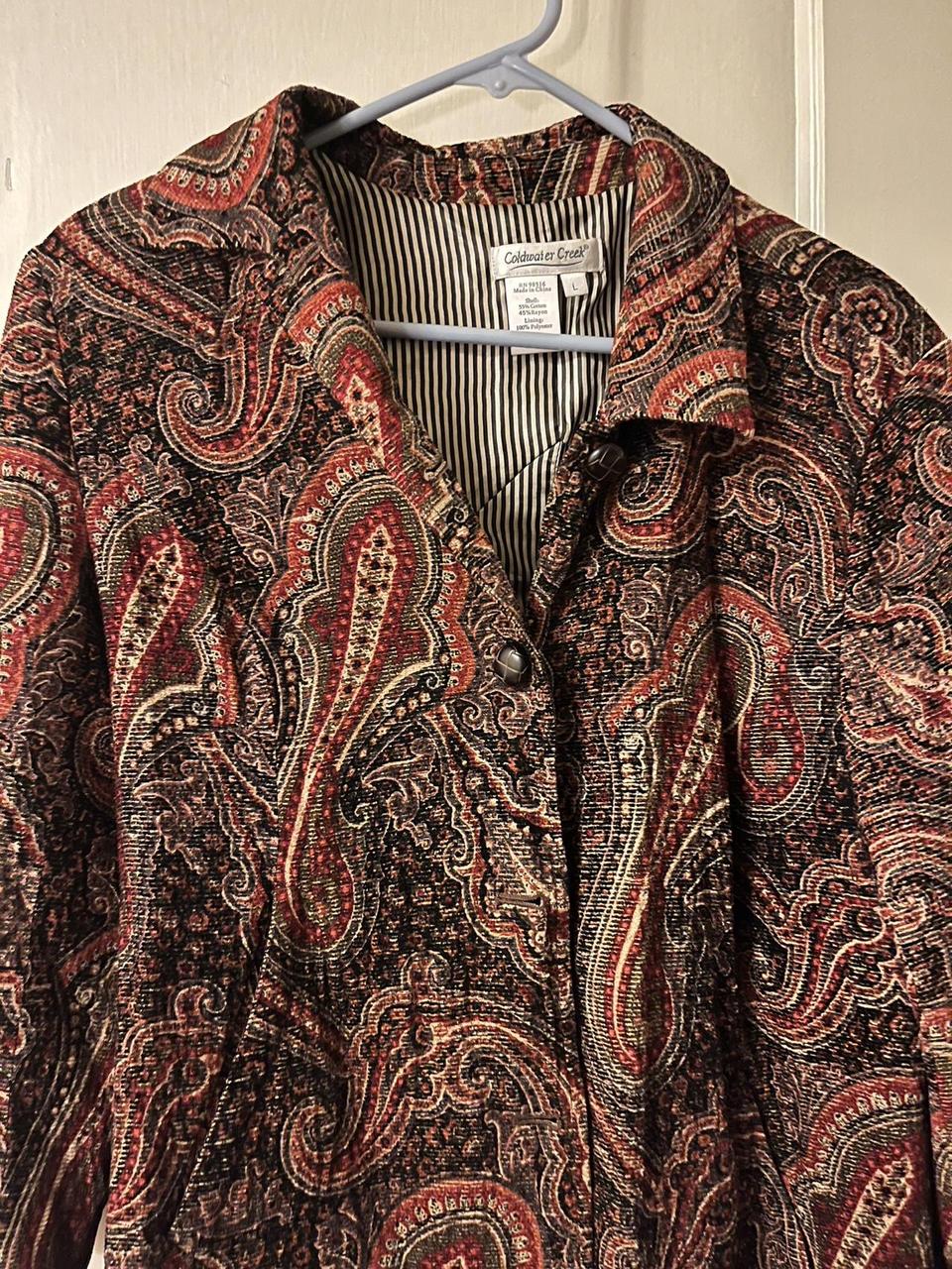 Lightweight corduroy paisley print jacket with... - Depop