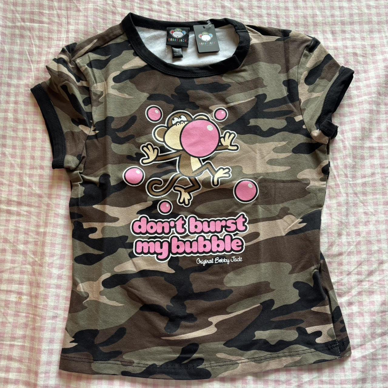 camo bobby jack bubble gum tee! super cute and never... | Depop