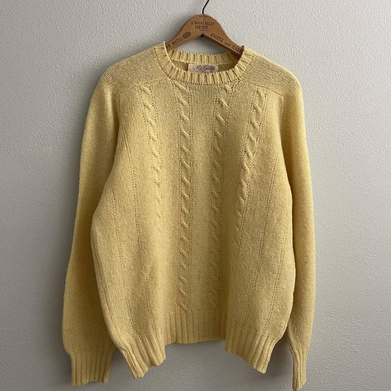 1960s 1970s McGeorge wool cable knit sweater yellow... | Depop