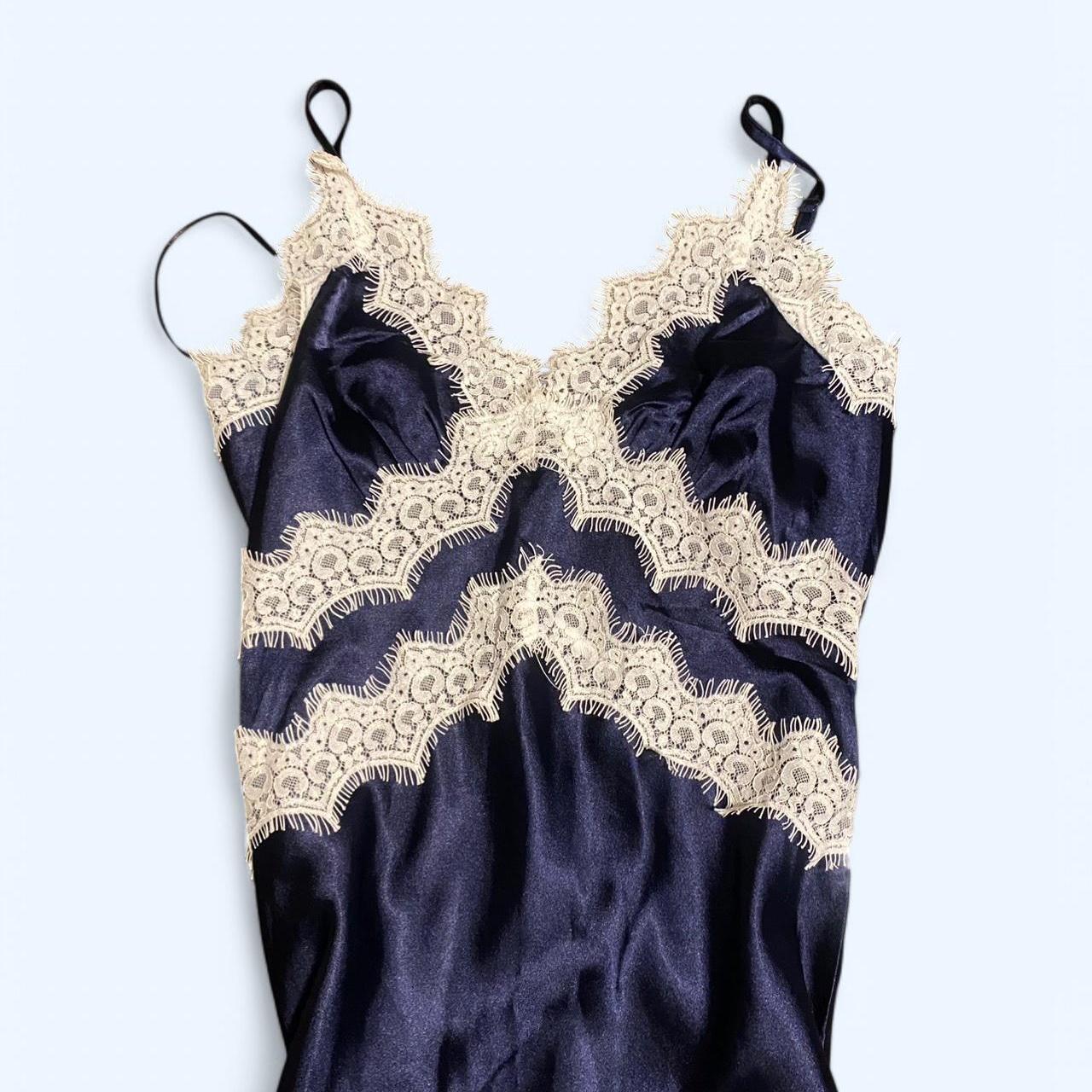 Navy Blue Lace Night Gown Never Worn Brand... | Depop