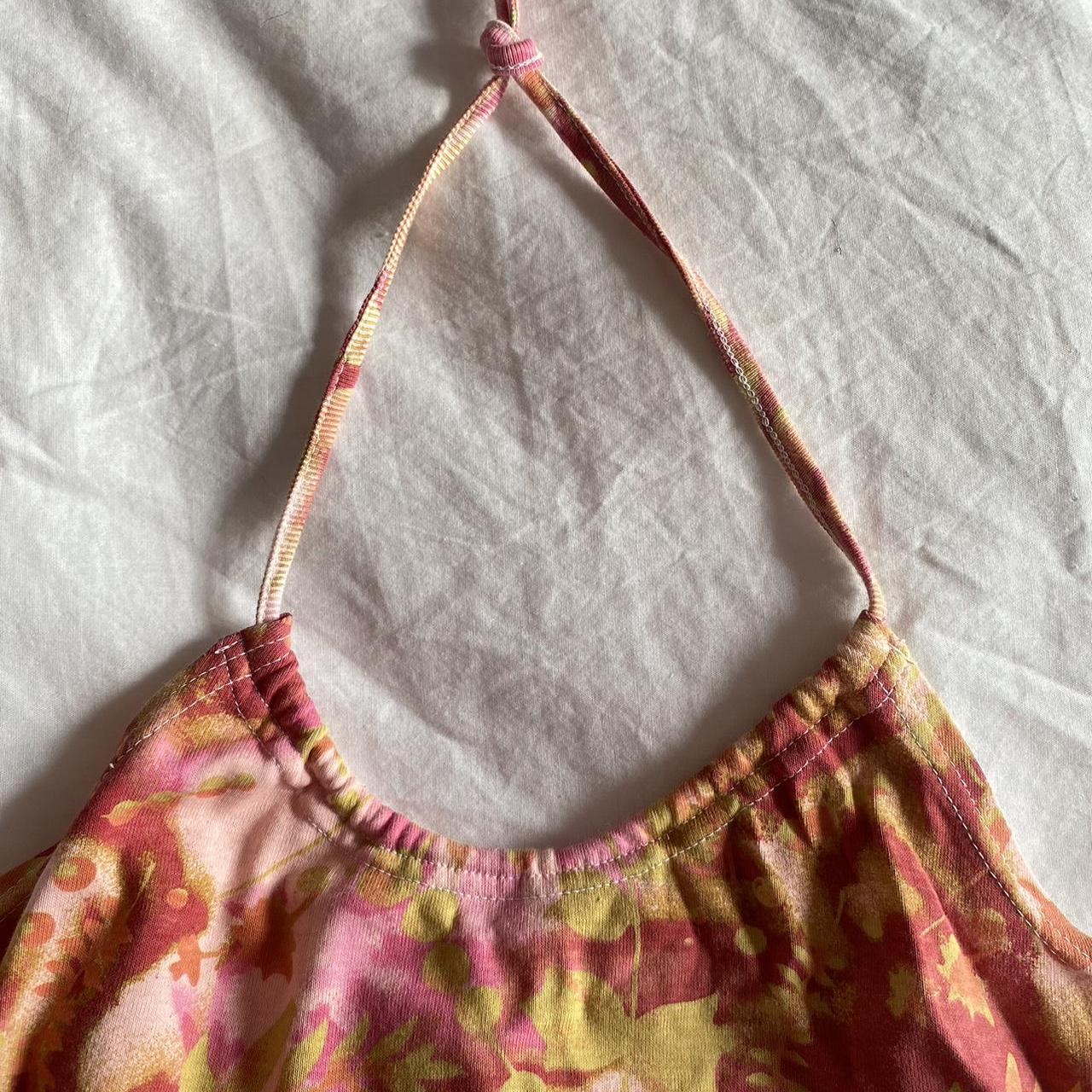 Vintage 90s peach pink real tree style halter... | Depop