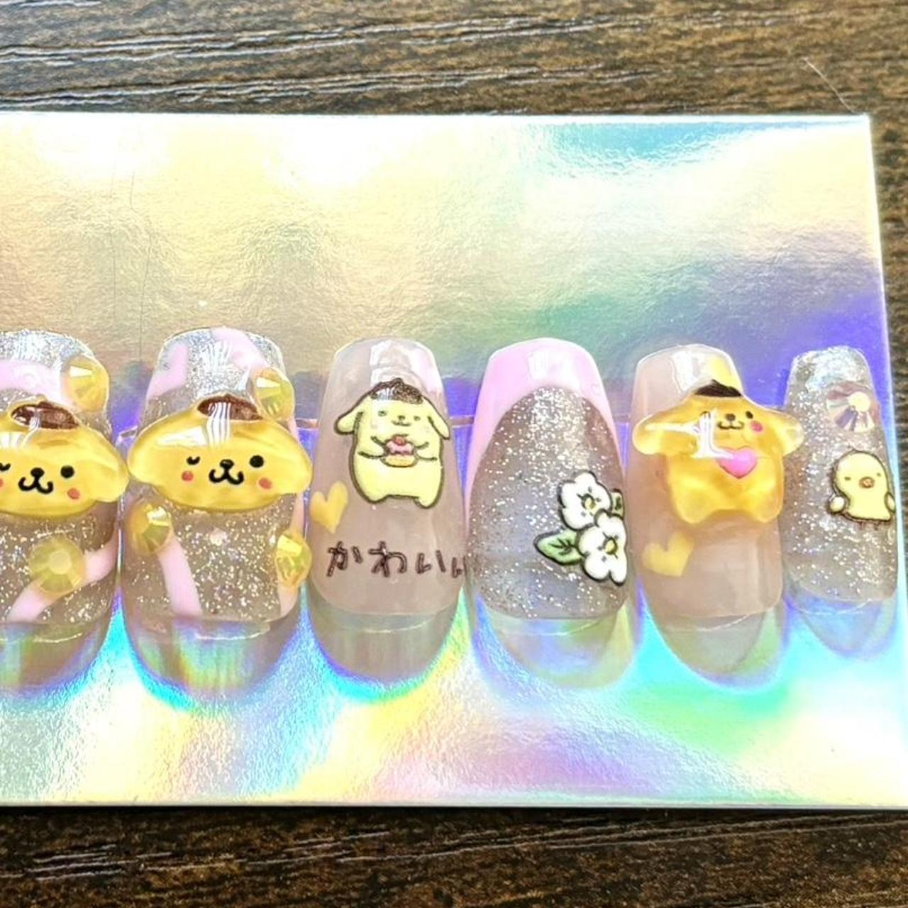 Pompompurin Sanrio press on nails! SIZE: SMALL Will... - Depop