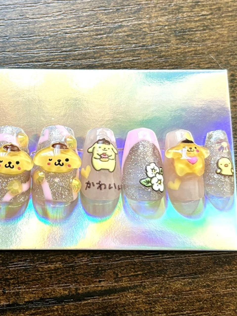 Pompompurin Sanrio press on nails! SIZE: SMALL Will... - Depop