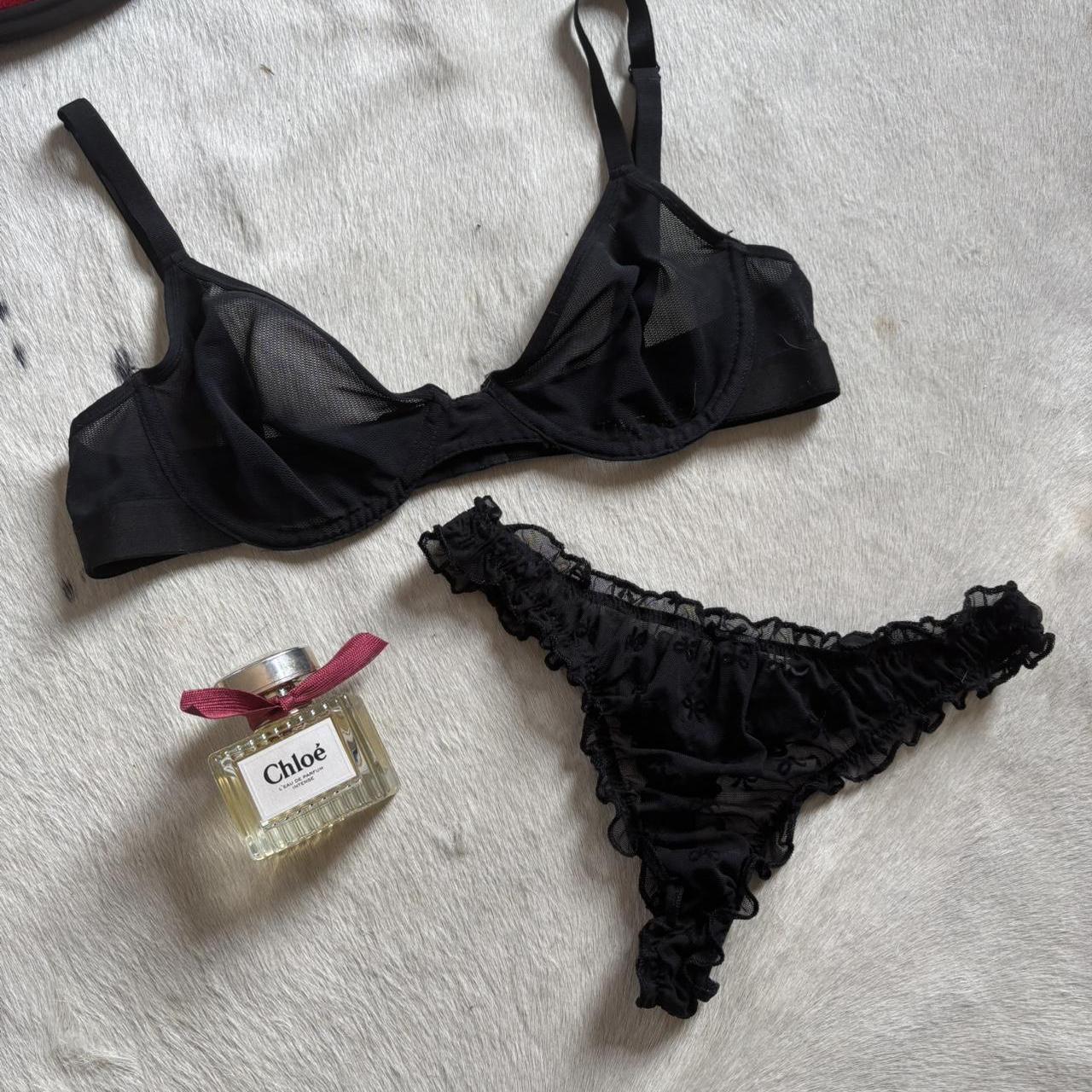 Black Mesh lingerie mismatch set 💌 Sheer black mesh... | Depop