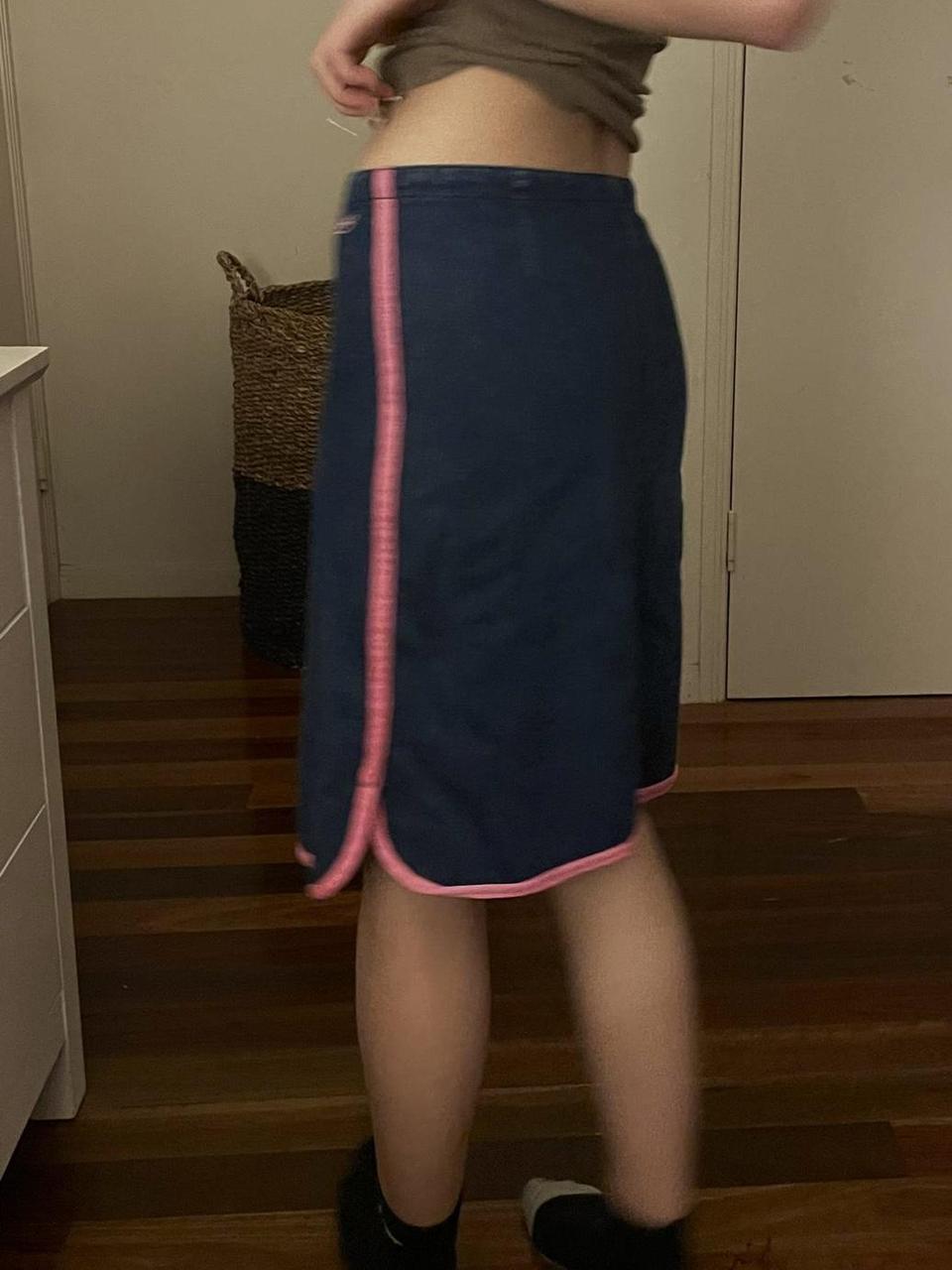 rusty experimental denim midi skirt 💙🩷💙 size:... - Depop