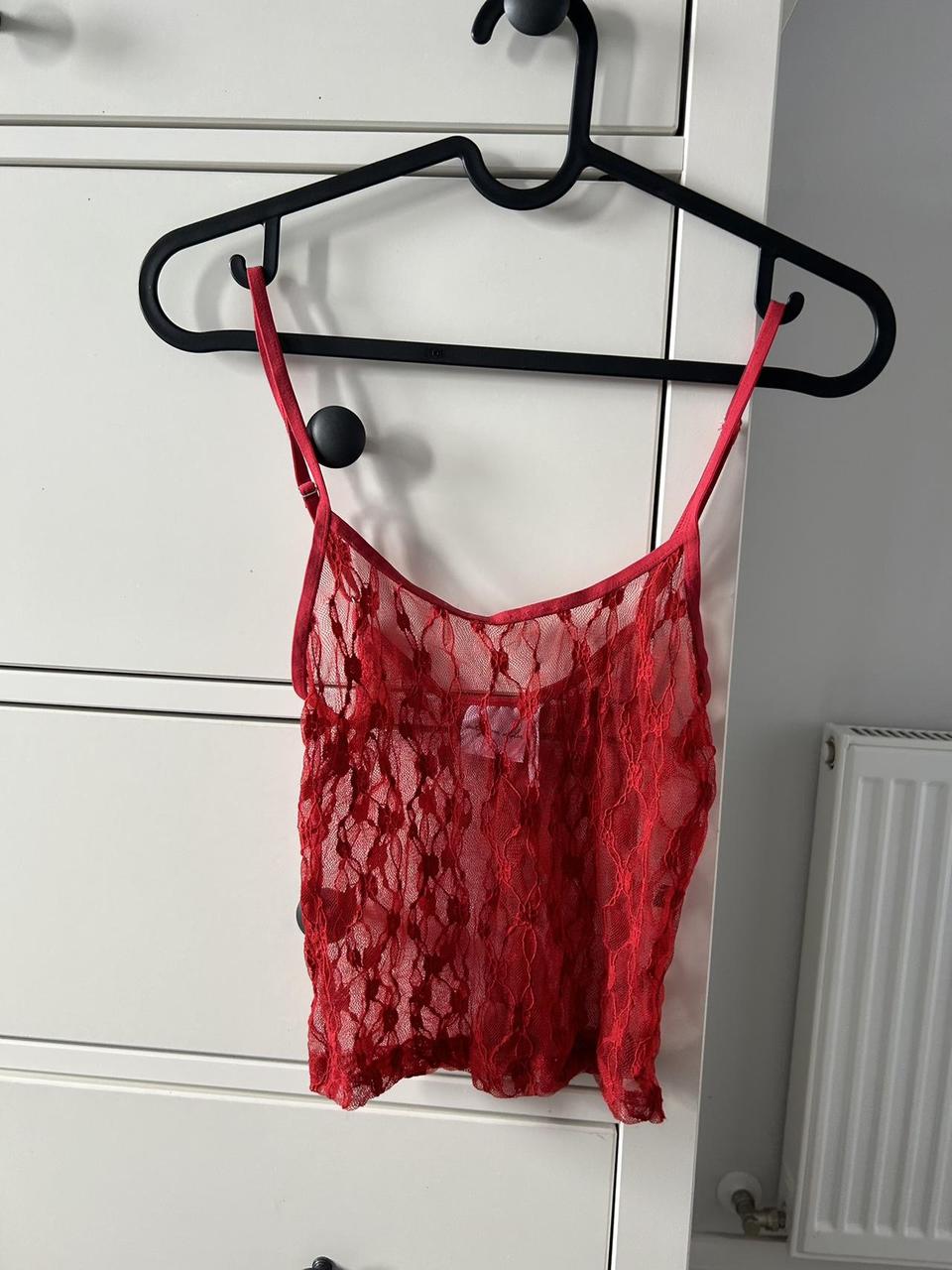 Urban red lace crop top. Size S. great condition.... - Depop