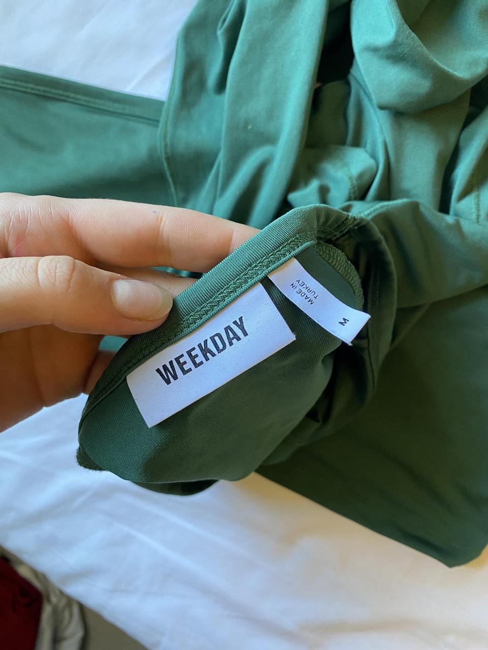 Green Weekday two piece crop top with thumb holes... - Depop