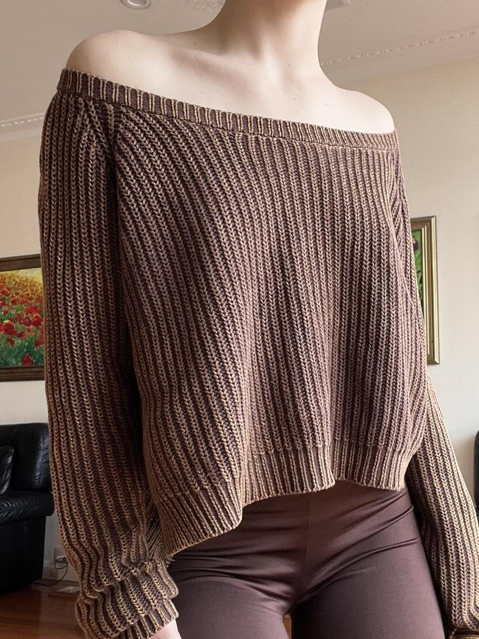 Cute lil off the shoulder slightly cropped jumper... - Depop