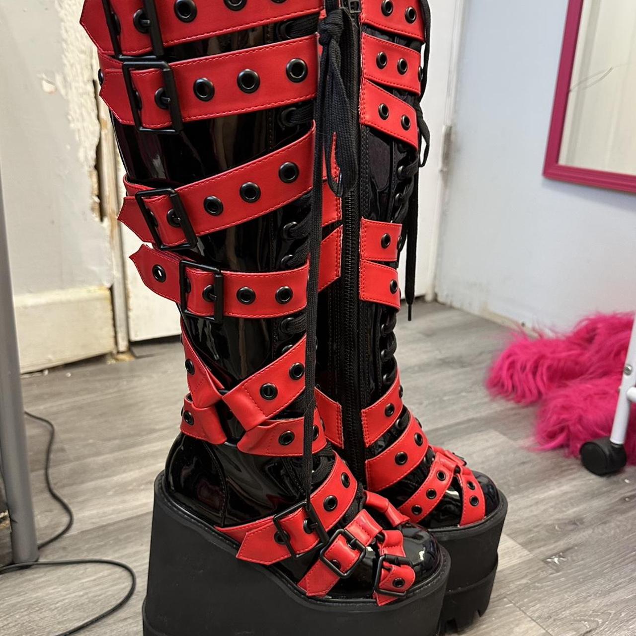 Dollskill current mood hells total bondage knee high... | Depop
