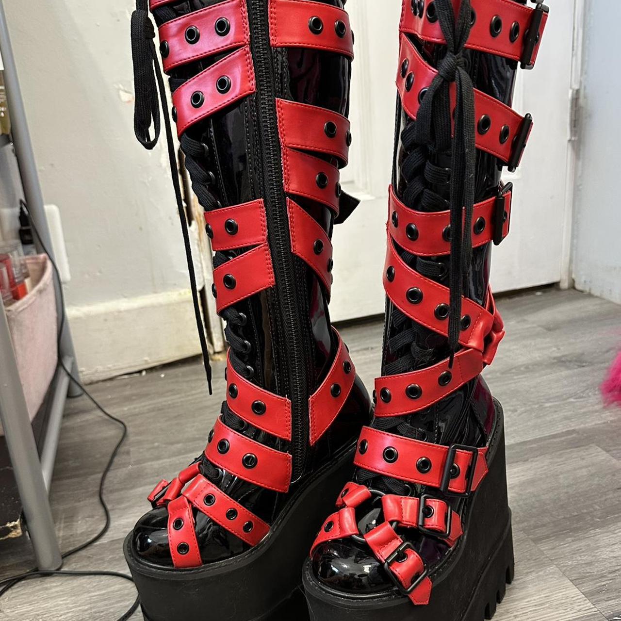 Dollskill current mood hells total bondage knee high... | Depop