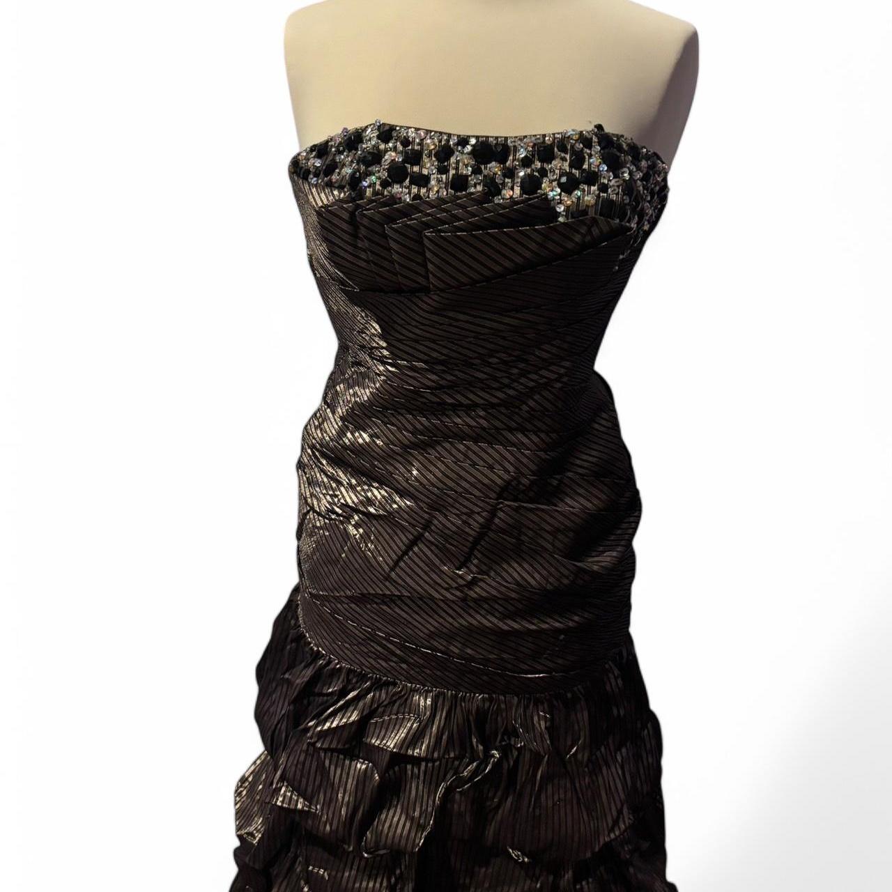 Black beaded strapless dress Size 4 In USED... | Depop