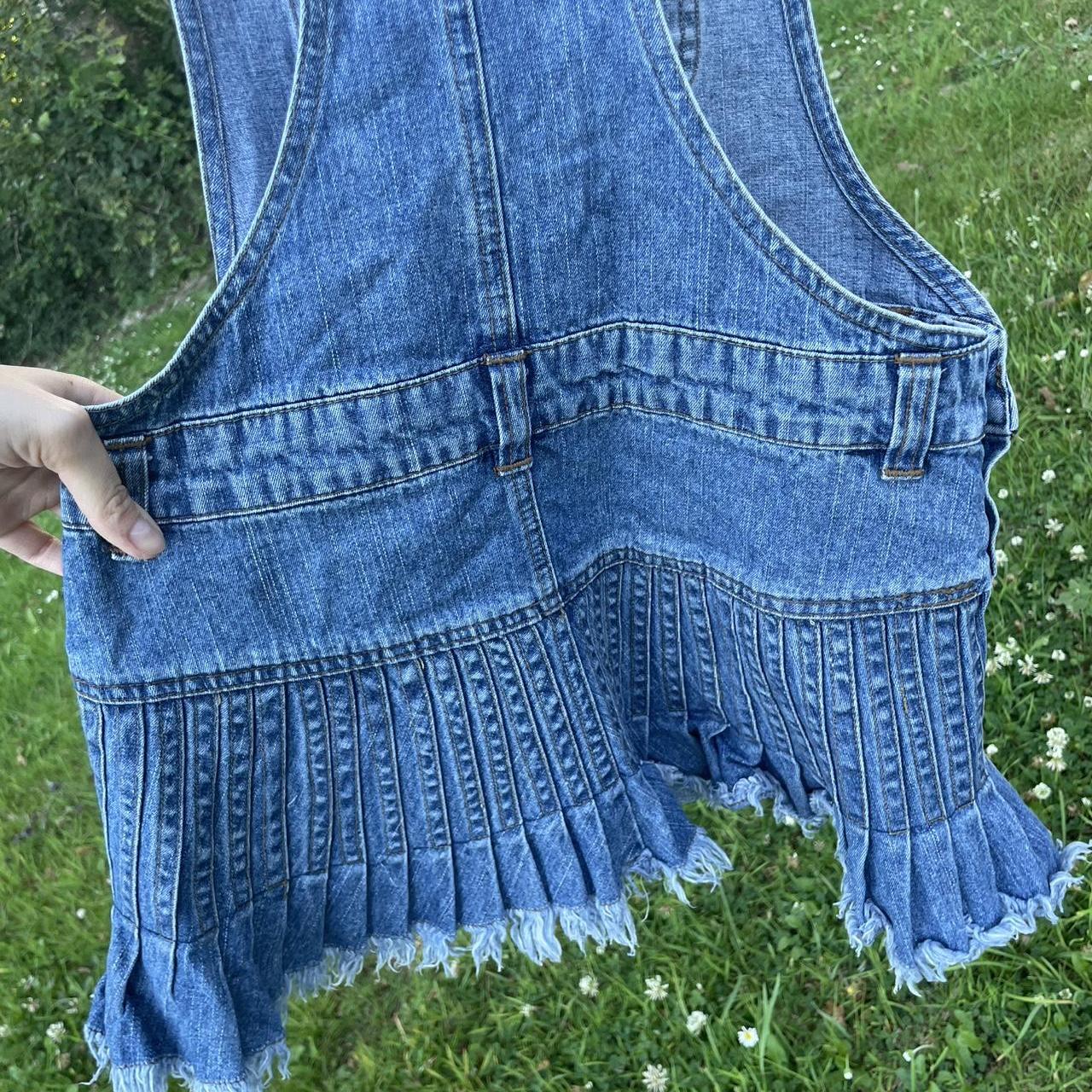 Vintage 90s 2000s Pleated dungaree dress. Blue... | Depop