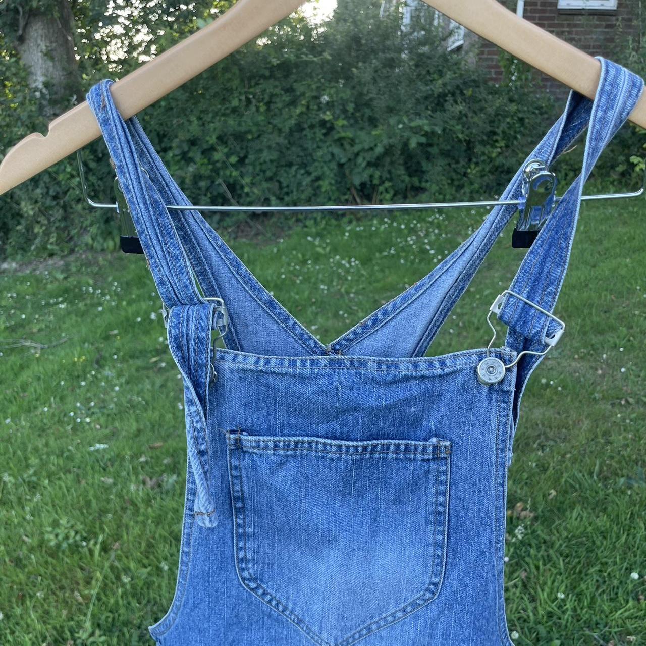 Vintage 90s 2000s Pleated dungaree dress. Blue... | Depop