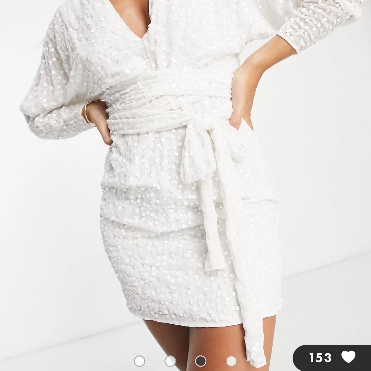 Asos white long sleeve wrap dress. Size US-0. Never... - Depop