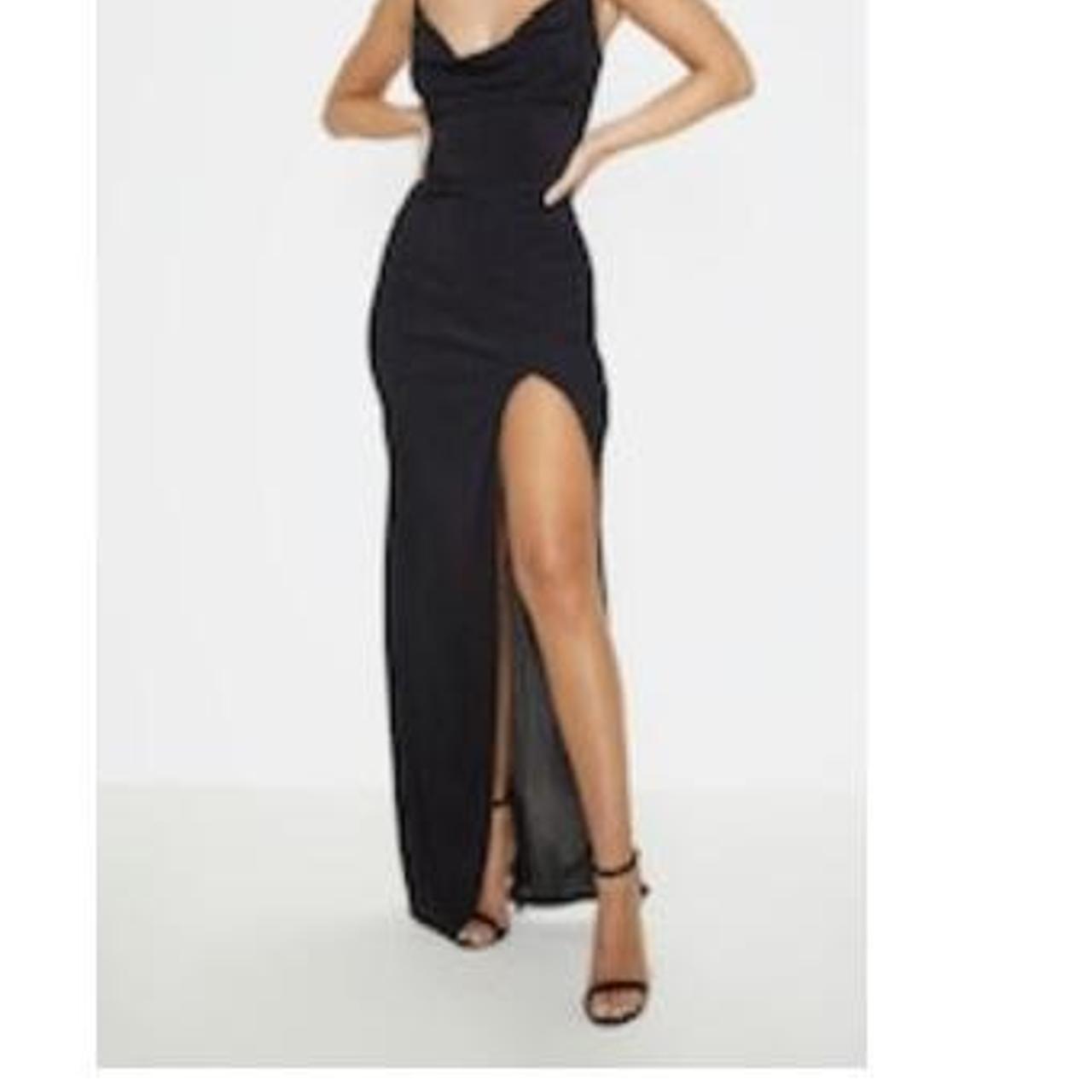 PLT Maxi black split leg dress only worn once... - Depop
