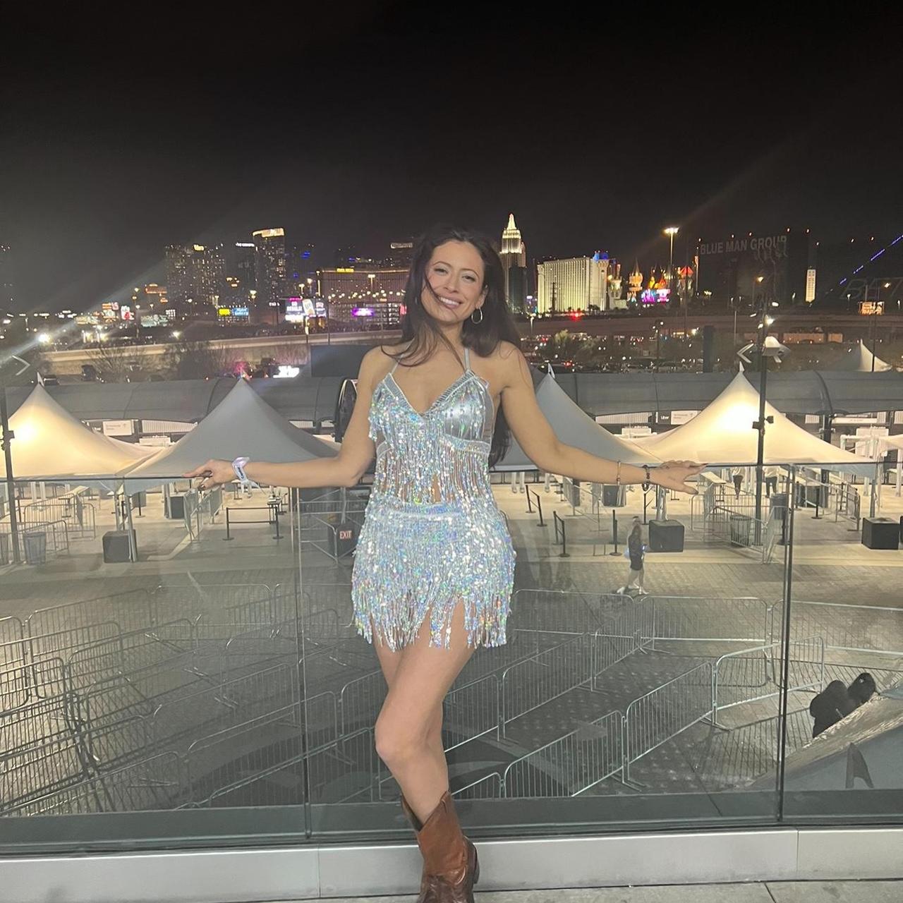 Silver sequin matching set size small Bralette top/... - Depop