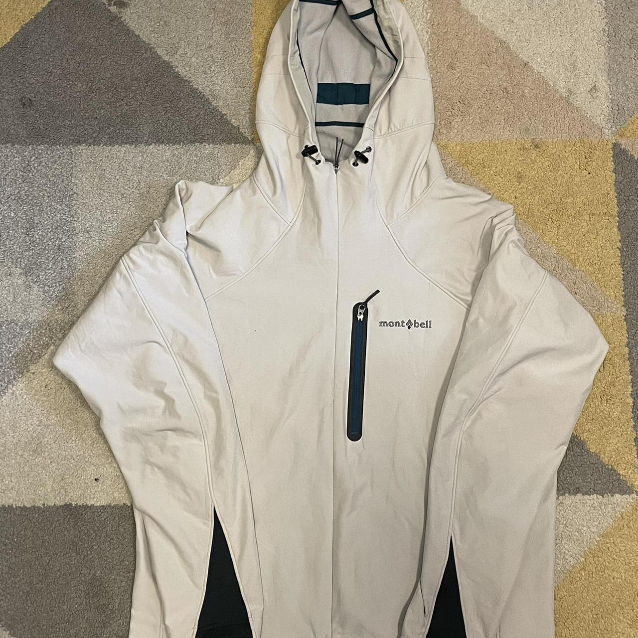 Montbell jacket in white cream/grey. Soft shell... - Depop