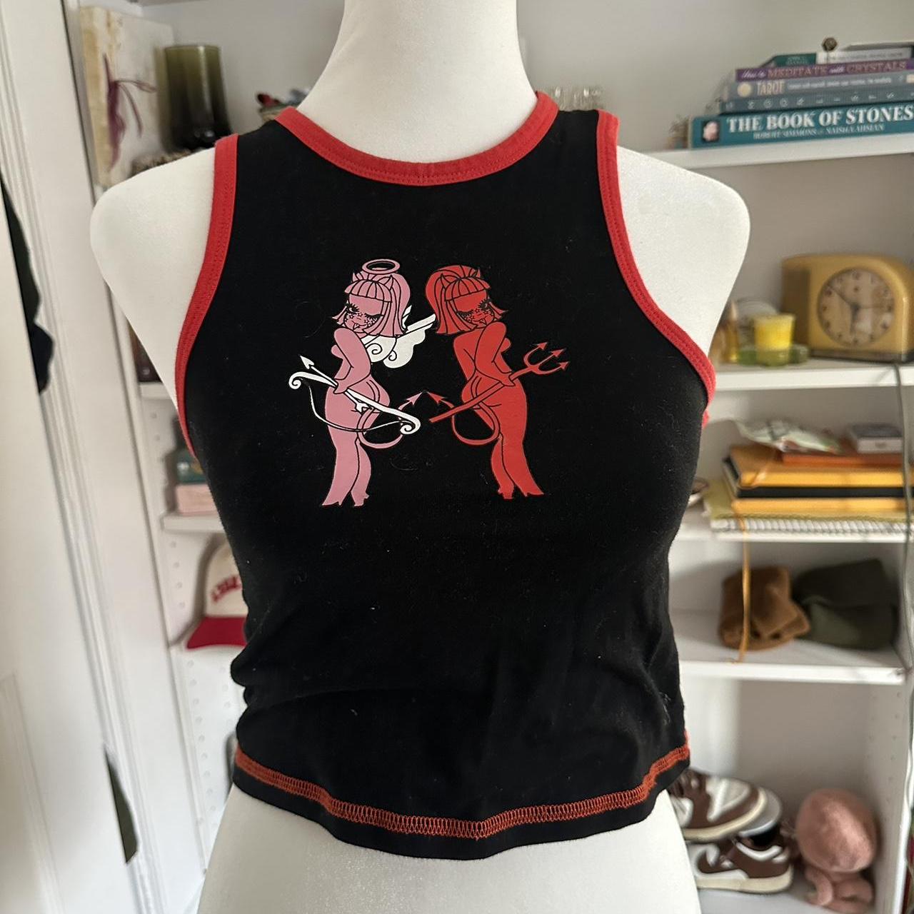 Black and red angel and devil tank top #goth #grunge... - Depop